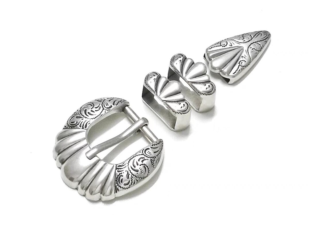 Retro Carved Solid Brass Silver Plating Belt Buckle Tips Set 25mm - Etsy