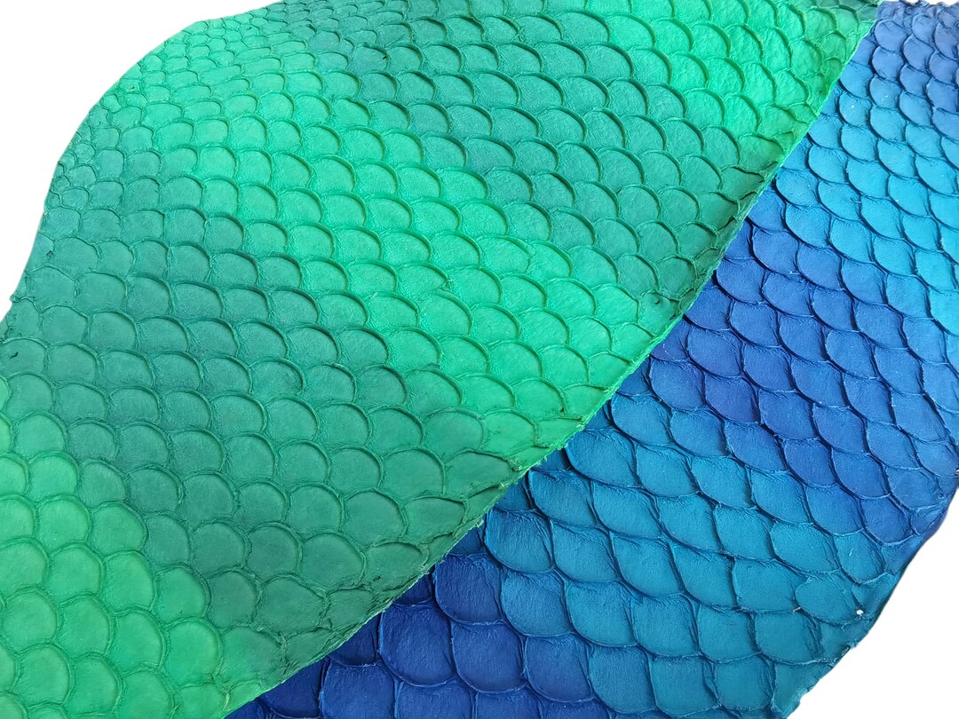 Mixed Blue Green Tilapia Fish Skin Leather Piece Genuine Whole Hide ...