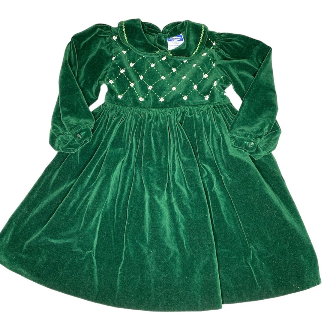 Vintage Carriage Boutiques Emerald Green Embroidered Velvet Long Sleeve ...