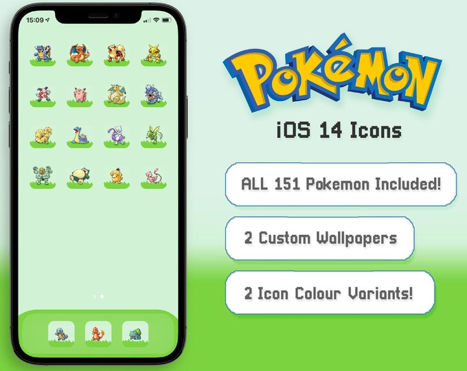 Ios 167 Icons | Pokemon Fire Red Leaf Green iPhone IOS14 App Icons Pack ...