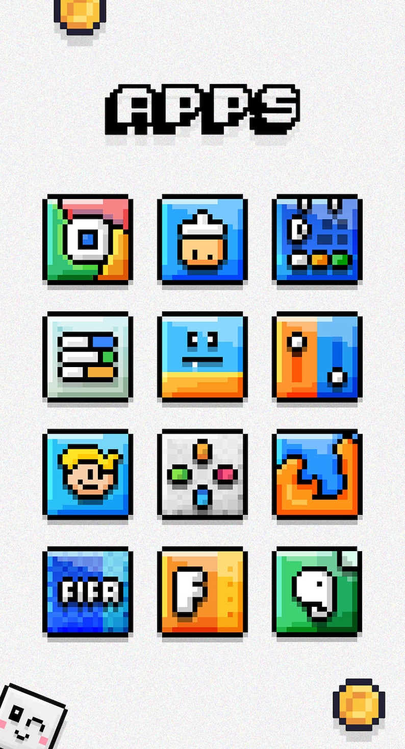 1100+ Retro Pixel Art Square Ios 26 App Icons - Handcrafted Squixel ...