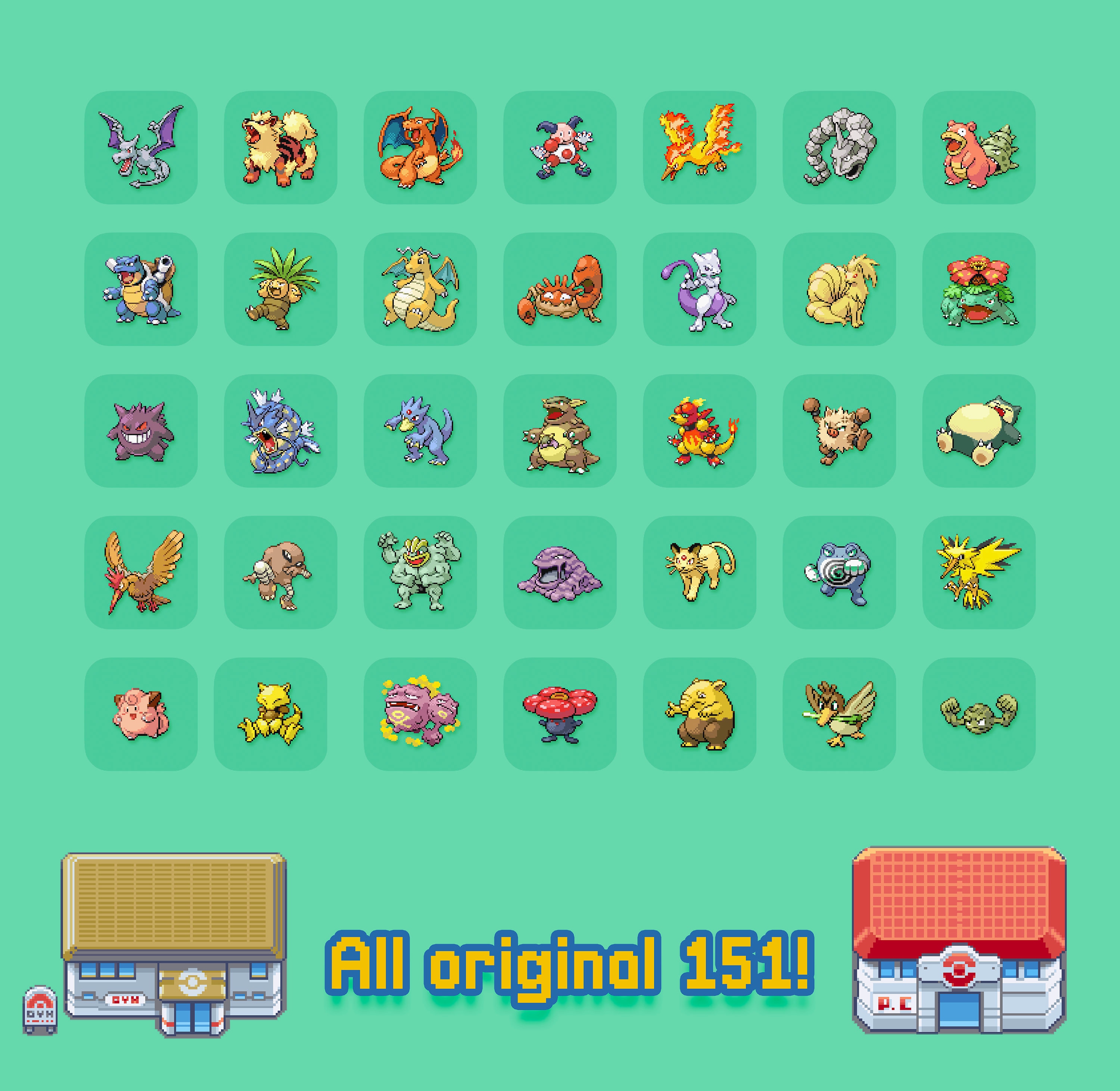 302 Icons Pokemon-style Fire Red, Leaf Green original 151 Ios 16 App ...