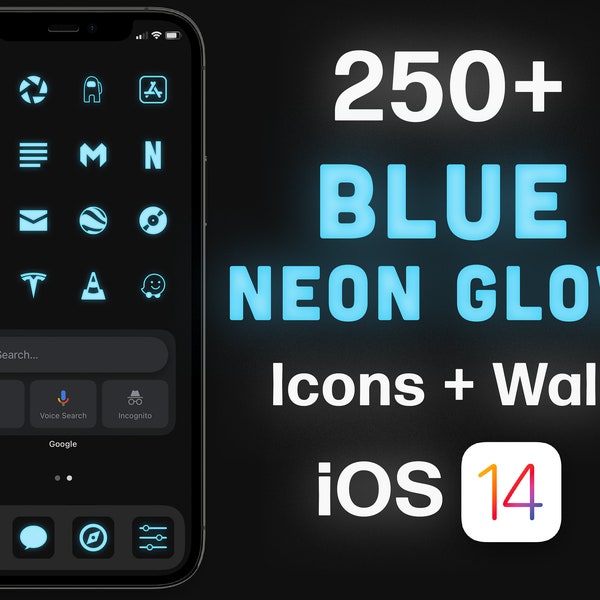 Neon Blue App Icons - Etsy