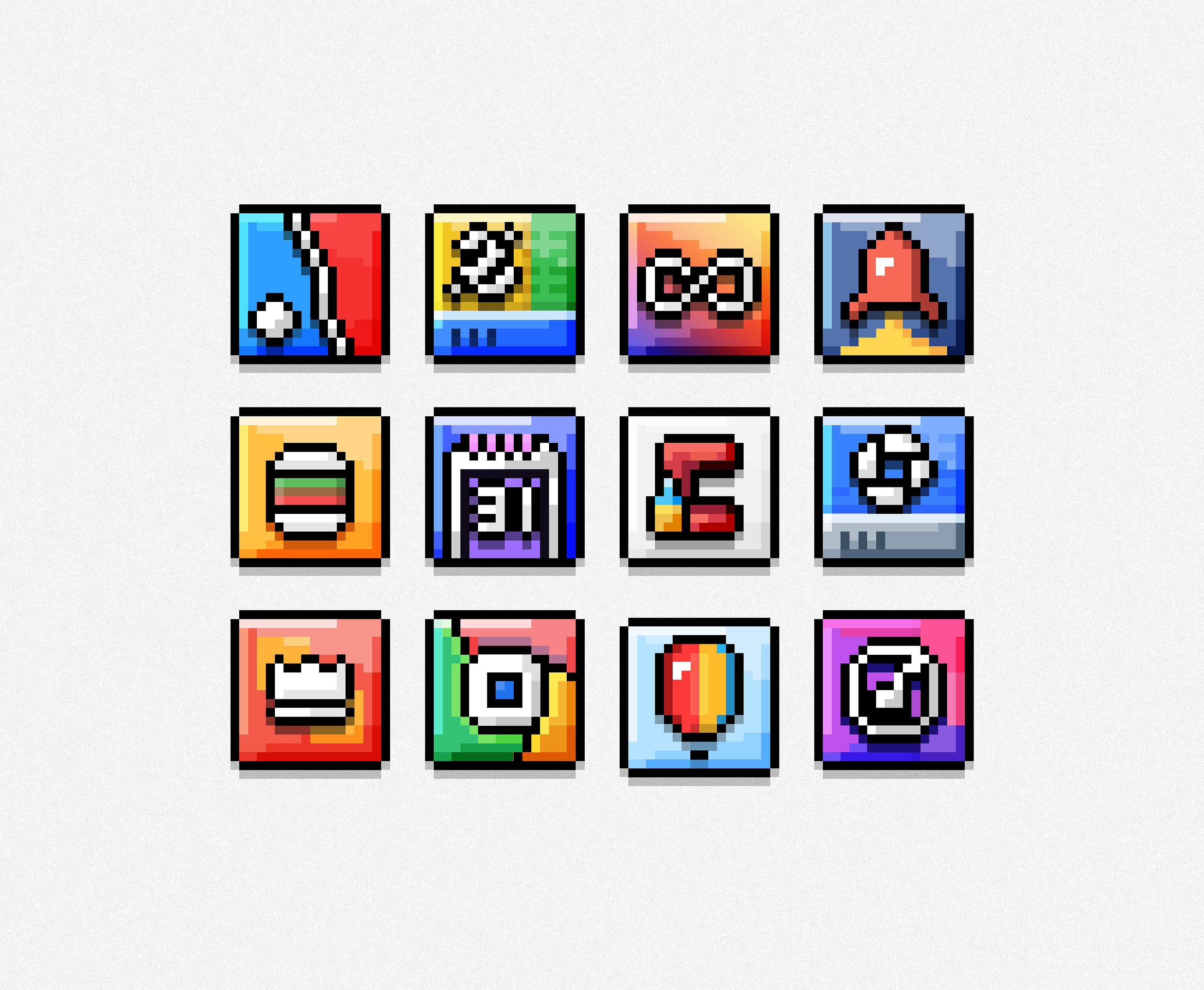 Más de 1,100 iconos cuadrados PIXEL ART hechos a mano: conjunto de ...