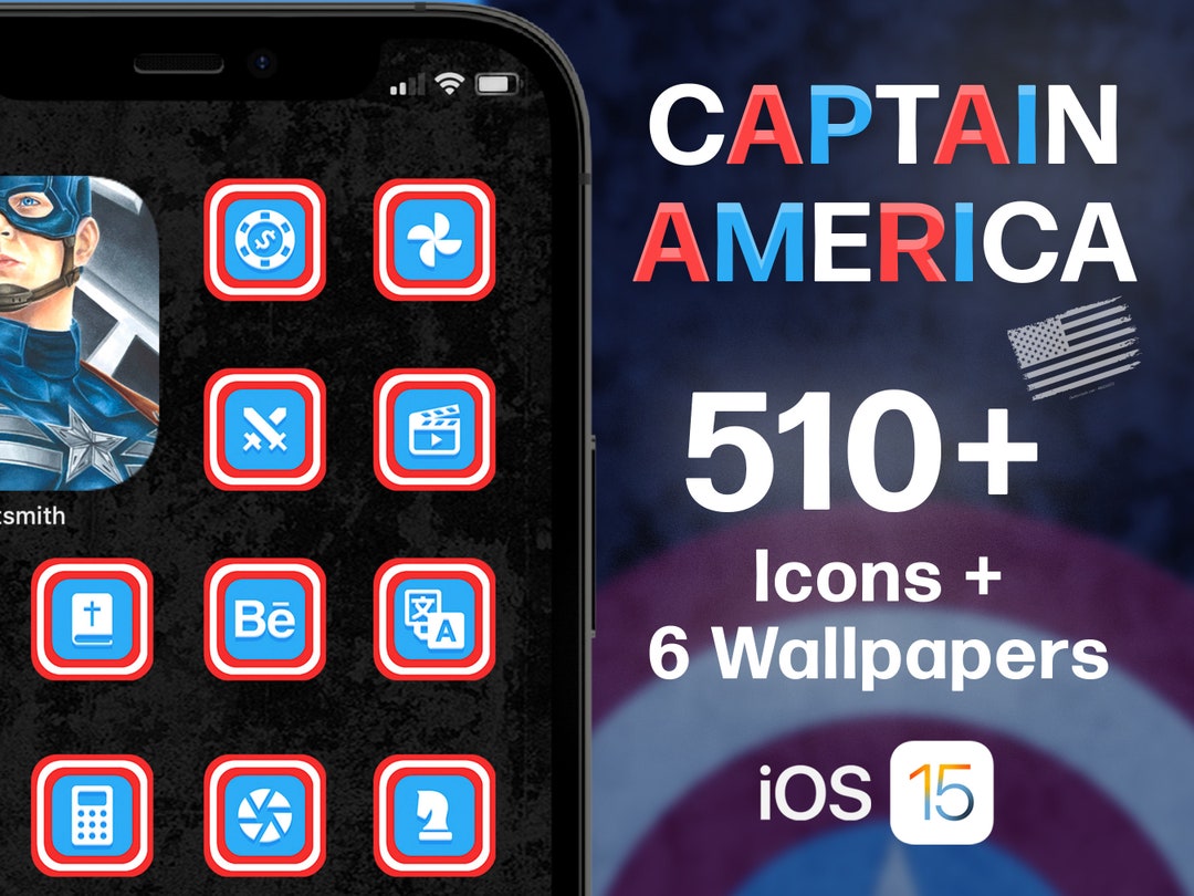 Captain America Ios 26 Icon Set: Comic Theme (510+ Icons, 6 Wallpapers ...