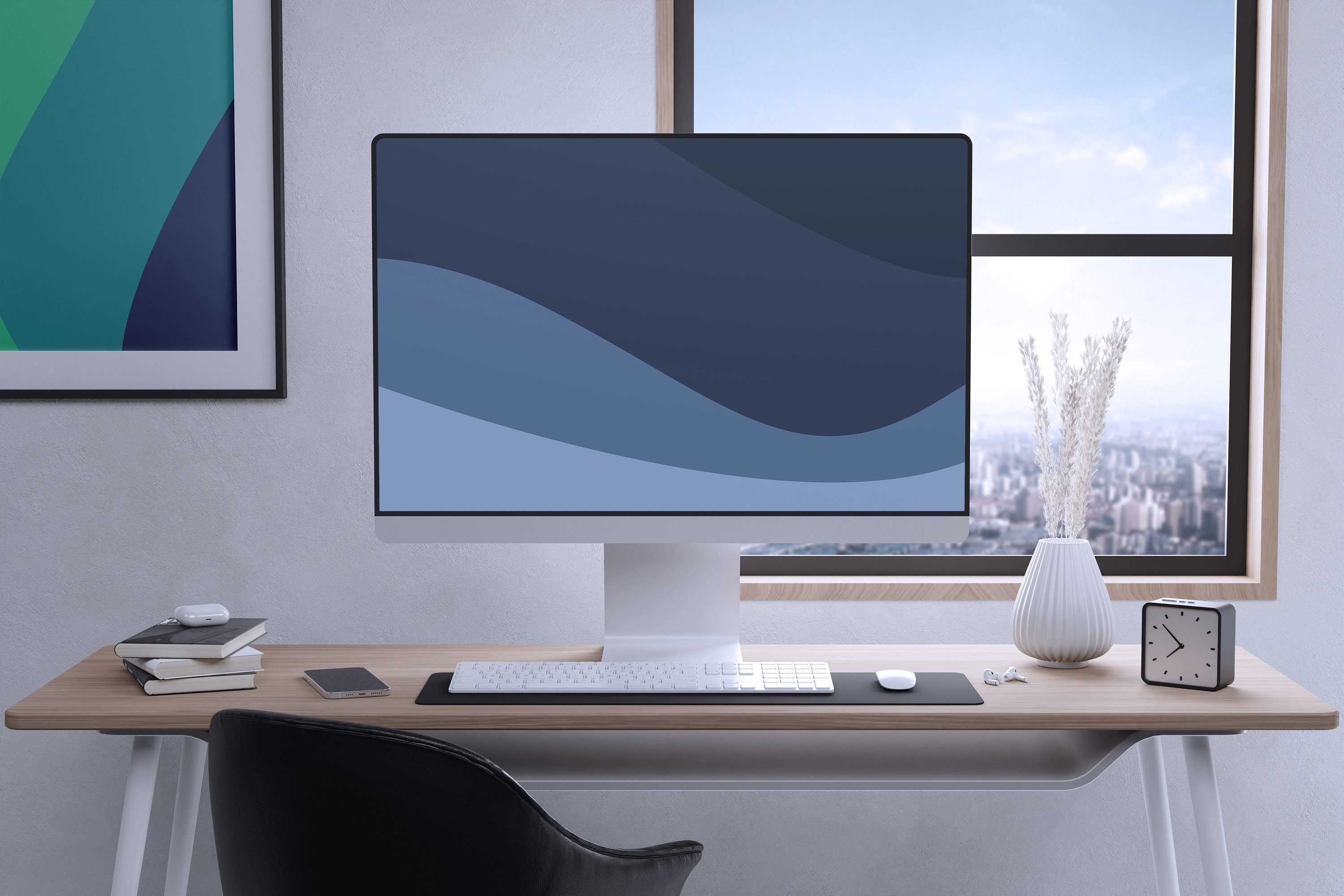 Minimalist WAVE Desktop Wallpapers - 4 Colours, Aesthetic Digital ...