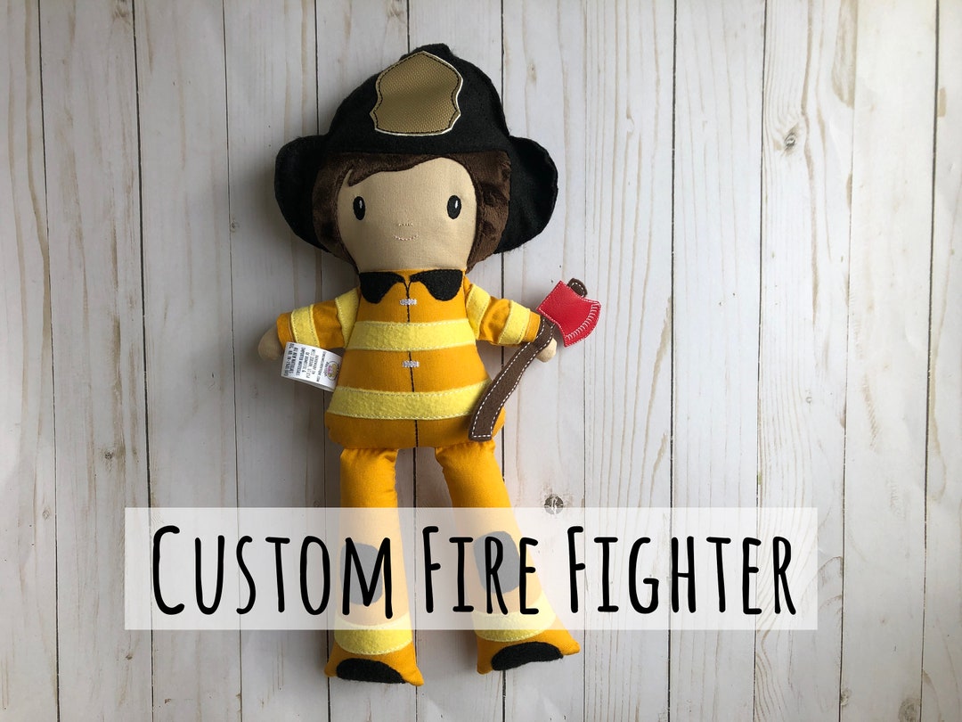 Fireman Doll, Handmade Rag Doll, Firefighter Toy, 1st Birthday Gift for ...