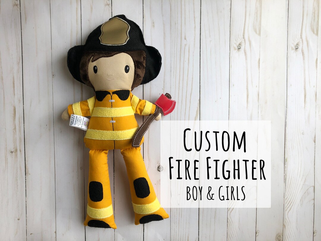Fireman Doll, Handmade Rag Doll, Firefighter Toy, 1st Birthday Gift for ...