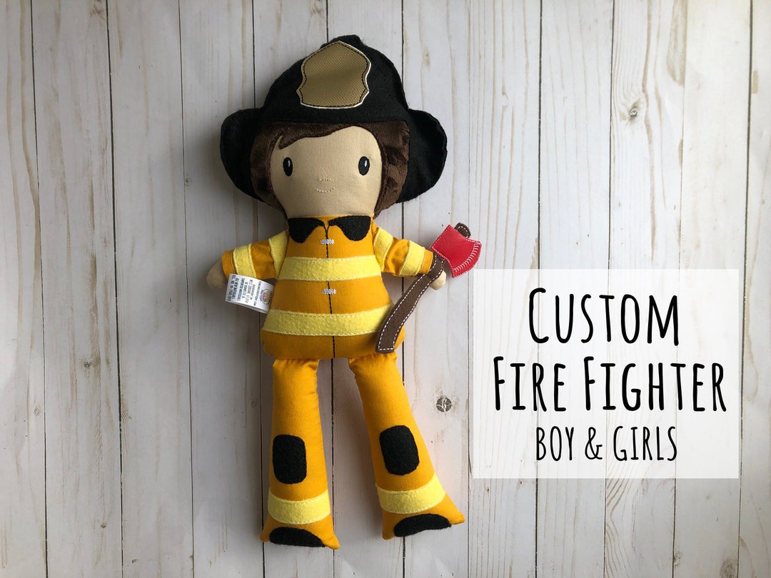 Fireman Doll Handmade Rag Doll Firefighter Toy 1st Birthday - Etsy