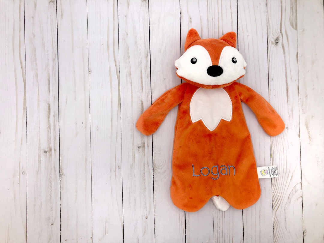 Personalized fox lovey for baby boy, snuggle fox, woodland baby shower ...