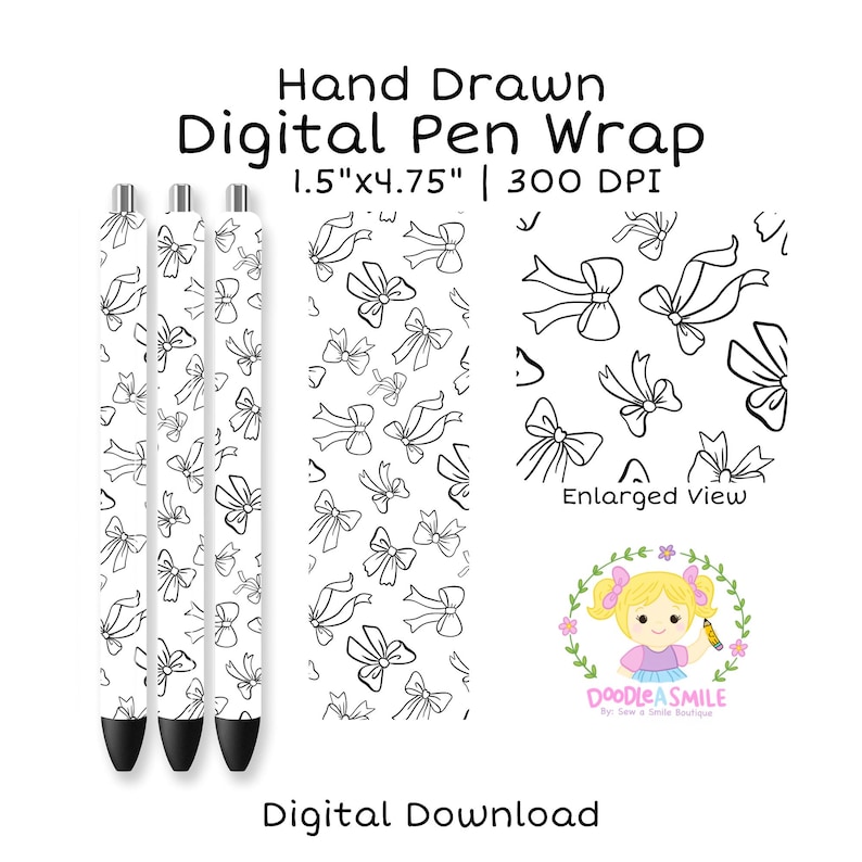 Bow Digital Pen Wrap PNG Bundle for Sublimation, High Quality Bow ...