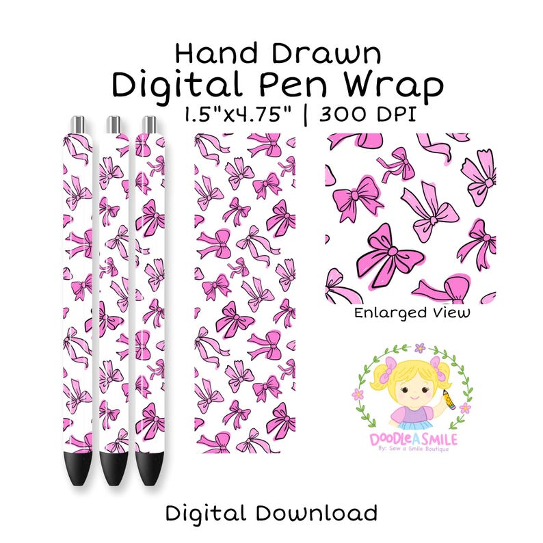Bow Digital Pen Wrap PNG Bundle for Sublimation, High Quality Bow ...