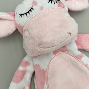Personalized Pink Cow Baby Lovey Animal, Farm Baby Shower Gift, Baby ...