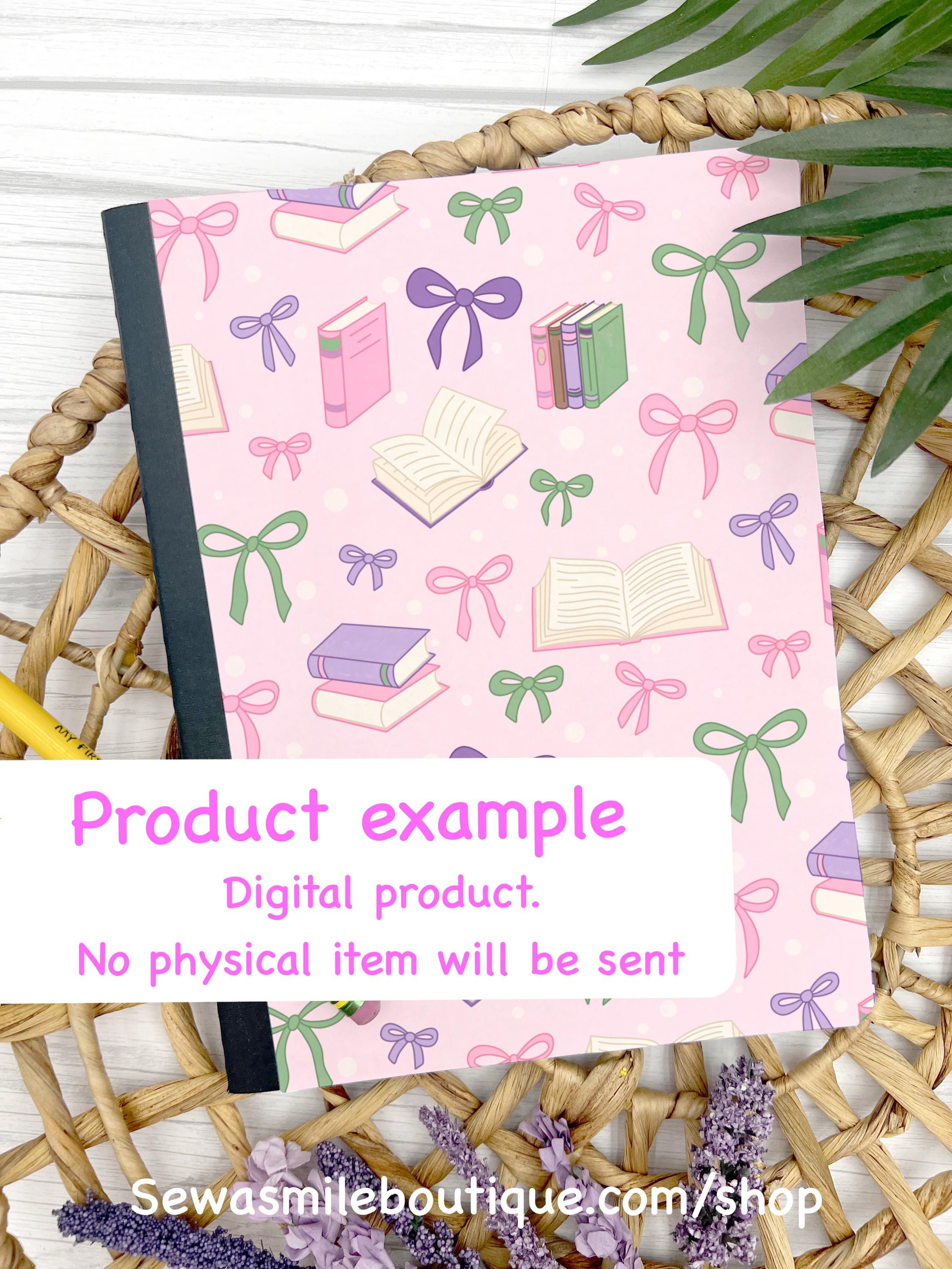 Girly Composition Book Cover Printable PNG, Coquette Book Design for ...