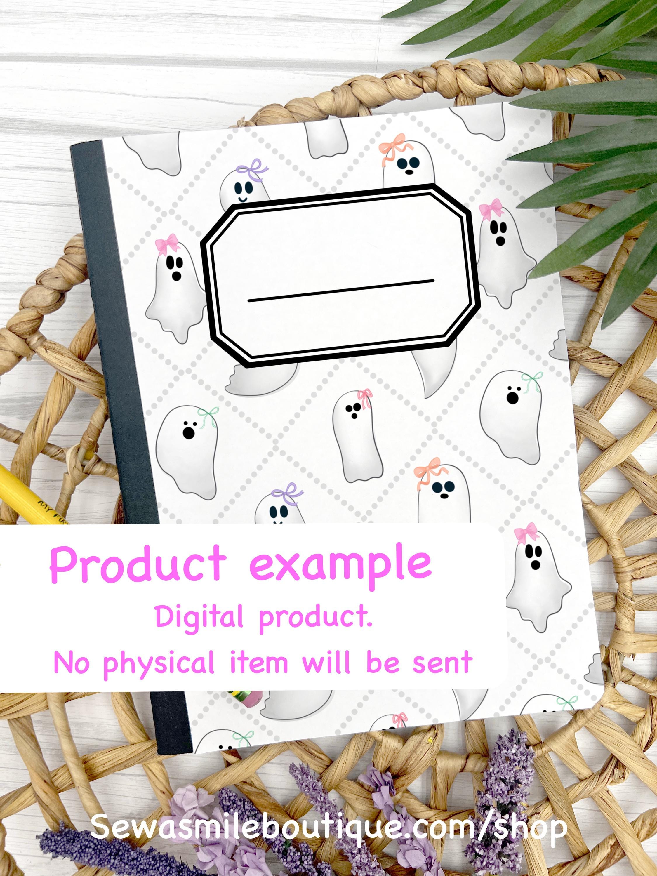 Ghost Composition Book Cover Printable PNG for Girls, Coquette Ghosts ...