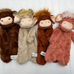 Personalized Highland Cow Lovey, Snuggle Animals, Highland Cow Baby ...