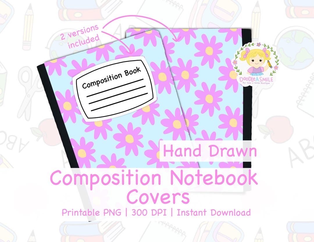 Cute Daisy Composition Book Cover Printable PNG for Commercial Use ...