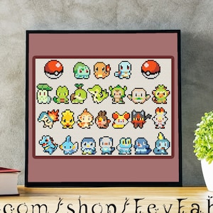 All Generations Pokemon Starters Cross Stitch Pattern - Etsy