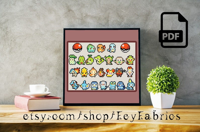 All Generations Pokemon Starters Cross Stitch Pattern - Etsy