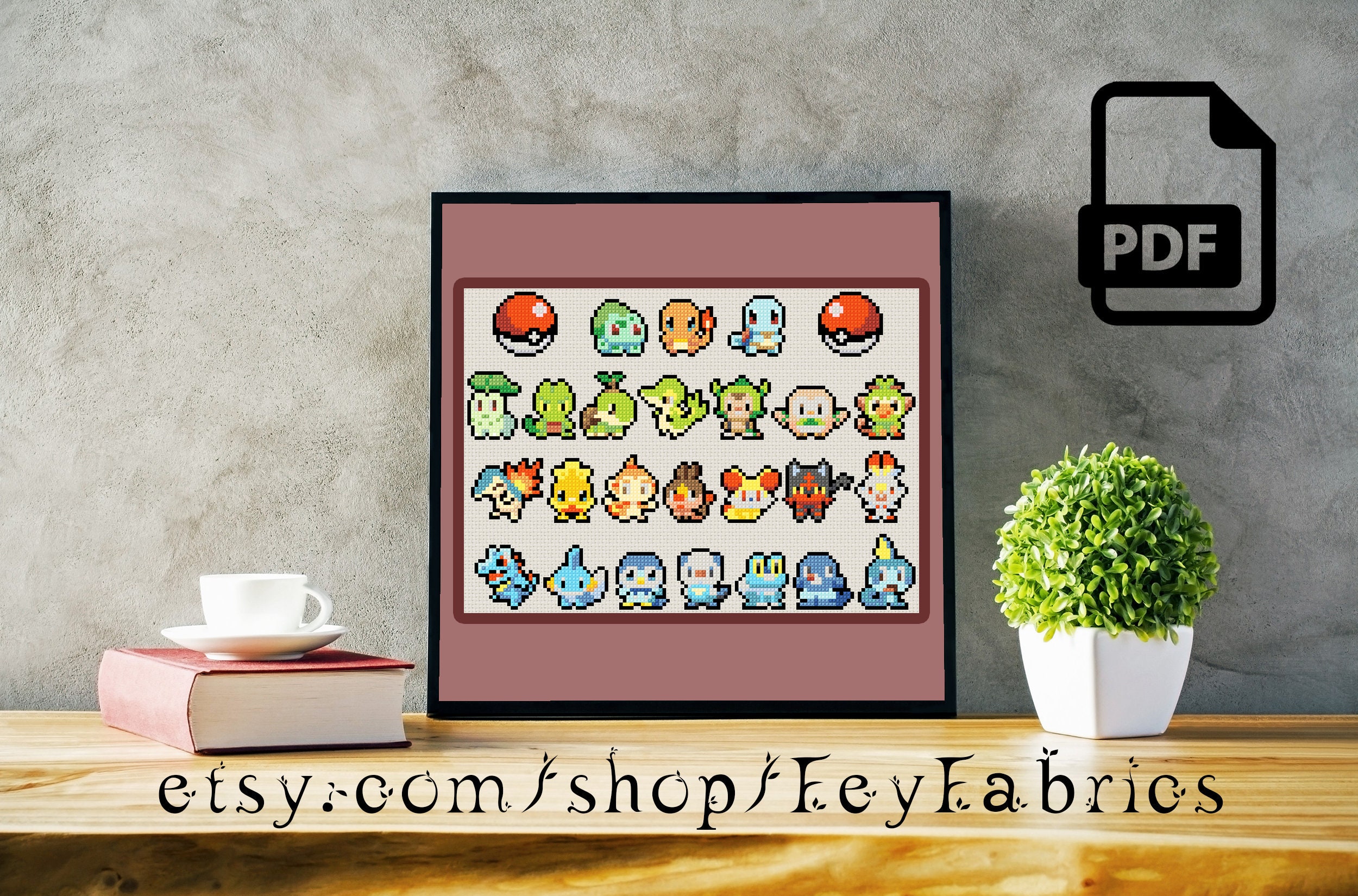 All Generations Pokemon Starters Cross Stitch Pattern - Etsy Canada