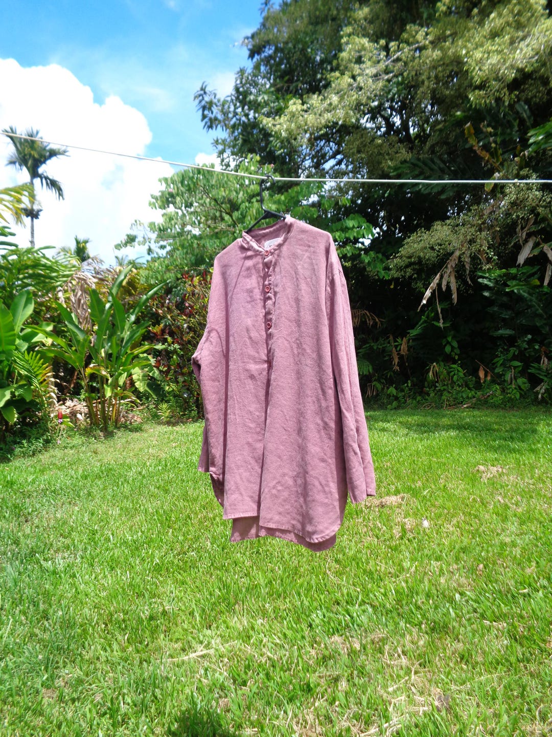 Bust 53" FLAX L Cherry Stain Handkerchief Linen Cover up From 1996 ...