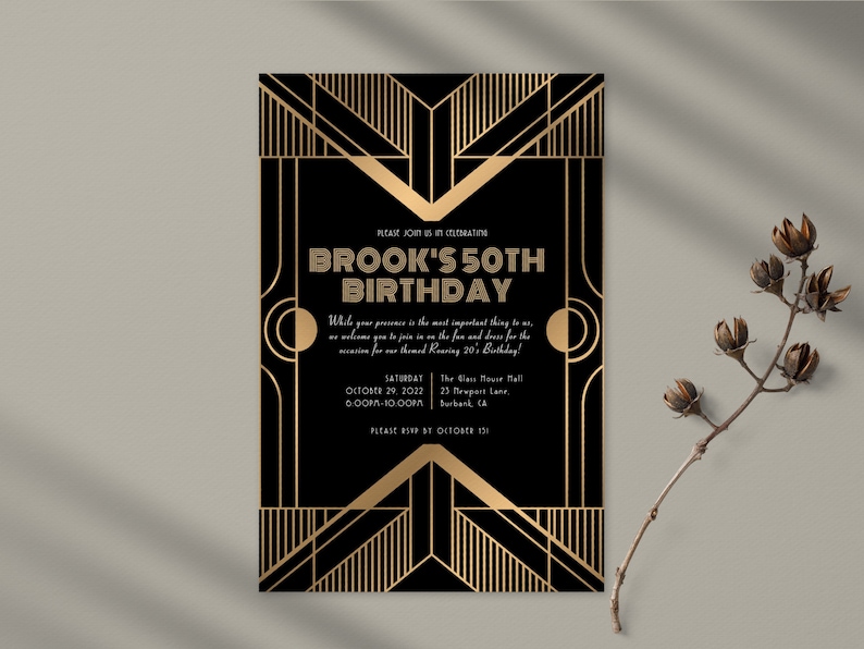 Vintage Glamour - Art Deco and Roaring 20s Invitation 5x7 - Perfect for ...