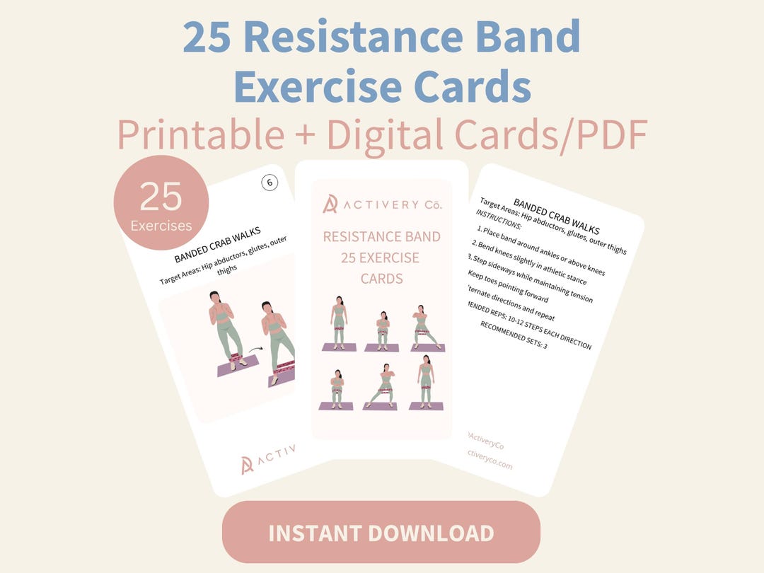 Resistance Band Exercise Cards: 25 Illustrated Workouts (digital ...
