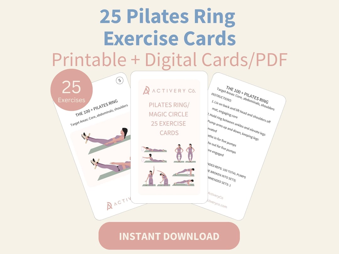 Printable Pilates Ring Exercise Cards – 25 Illustrated Workouts for ...