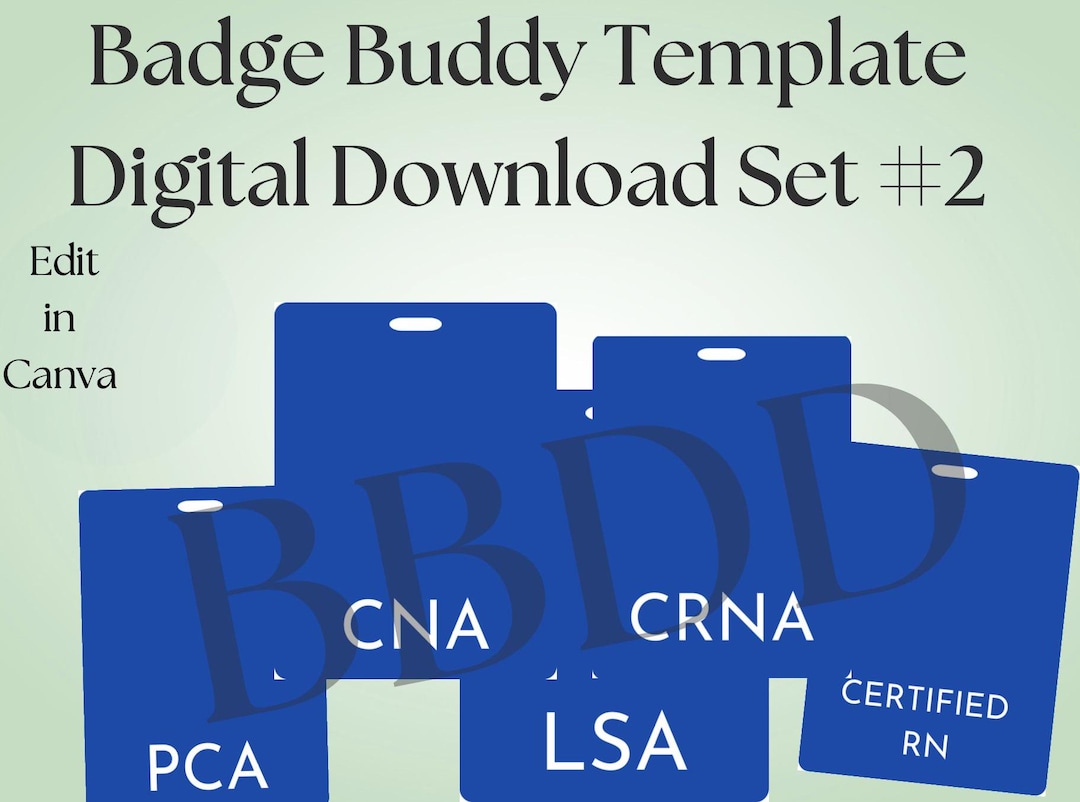 Badge Buddy Digital Download Template Certified Nurse CRNA PCA CNA ...
