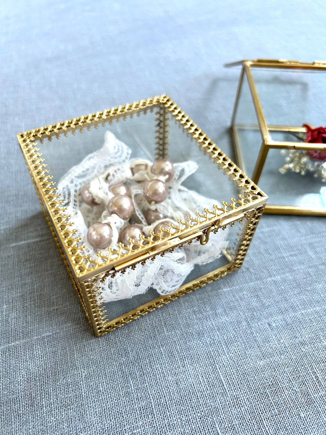 Personalized Glass Box, Engraved Keepsake for Rosary, Baptism ...