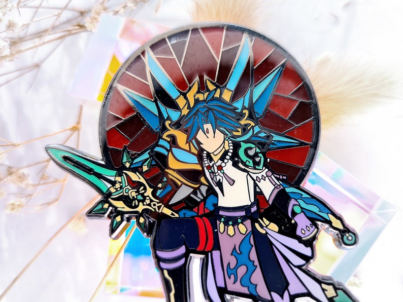 Genshin Impact Stained Glass Enamel Pins Xiao - Etsy