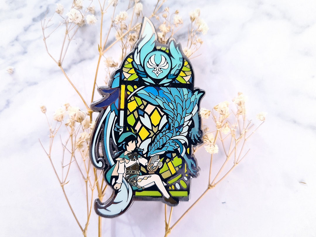 Genshin Impact Stained Glass Enamel Pins - Venti - Etsy