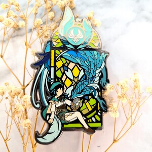 Genshin Impact Stained Glass Enamel Pins - Venti - Etsy