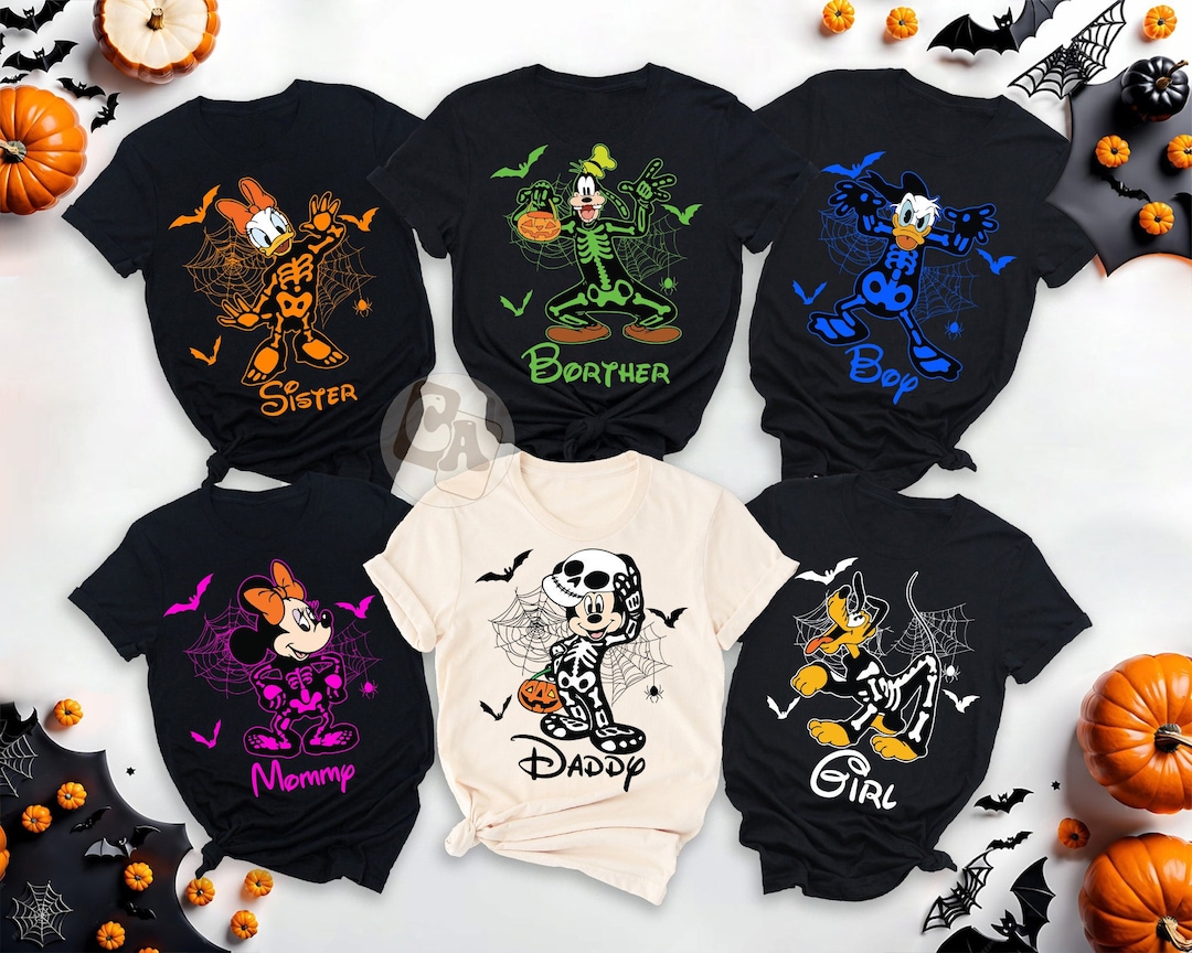 Custom Disney Skeleton Halloween Shirt, Custom Name & Character Disney ...