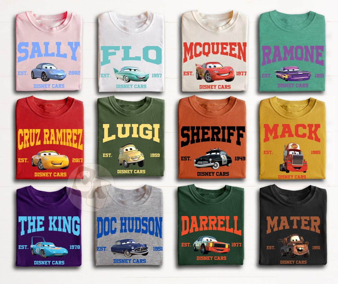Vintage Disney Cars Characters Shirts, Lightning Mcqueen Shirt, Family ...