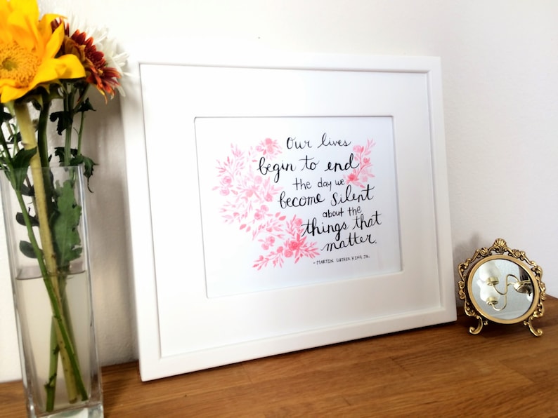 Martin Luther King Jr. Quote Watercolor Art Print: Floral Social ...