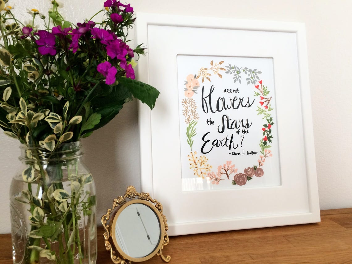 Wildflower Art Print, Modern Wildflowers Art, Floral Watercolor Quote ...