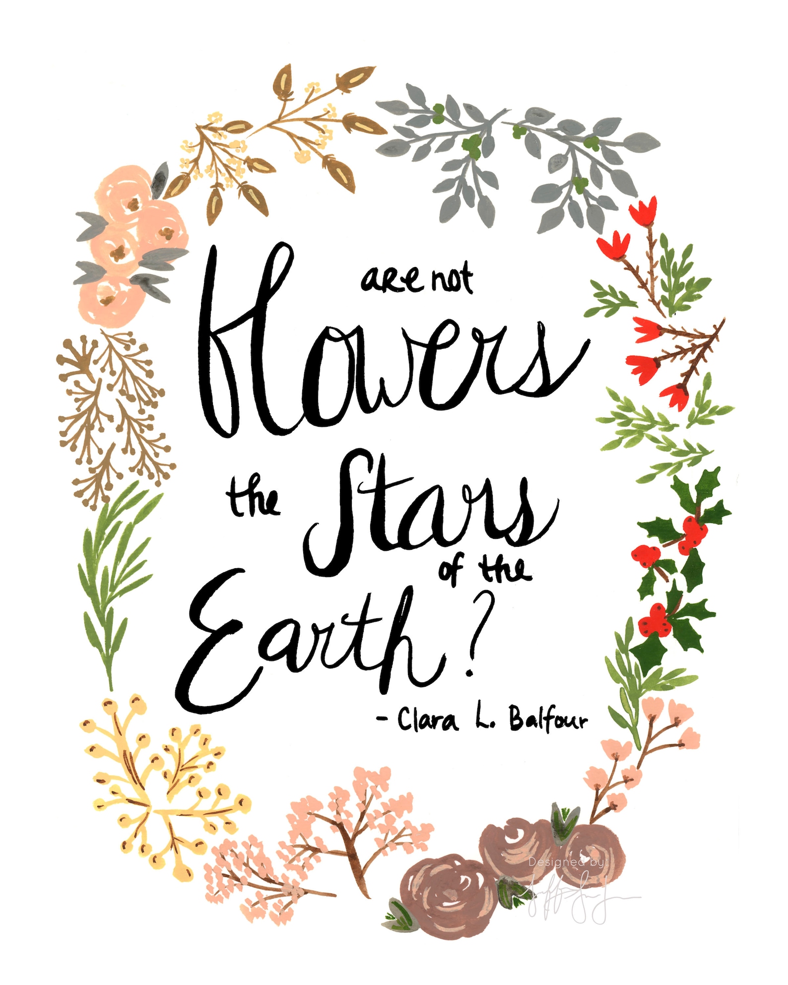 Wildflower Art Print, Modern Wildflowers Art, Floral Watercolor Quote ...