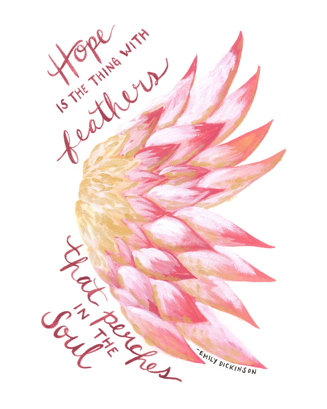 Emily Dickinson Hope Art Print, Emily Dickinson Poem Wall Art ...