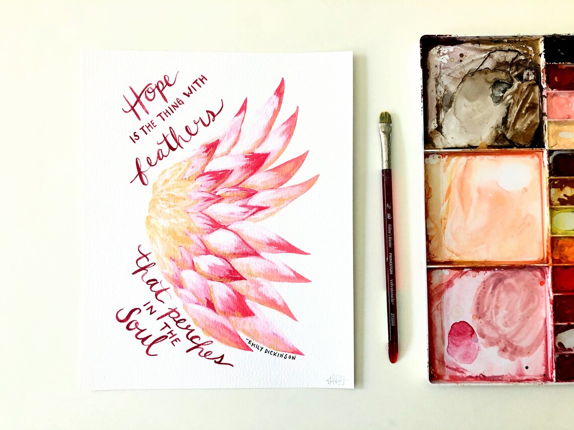 Emily Dickinson Hope Art Print Emily Dickinson Poem Wall Art - Etsy