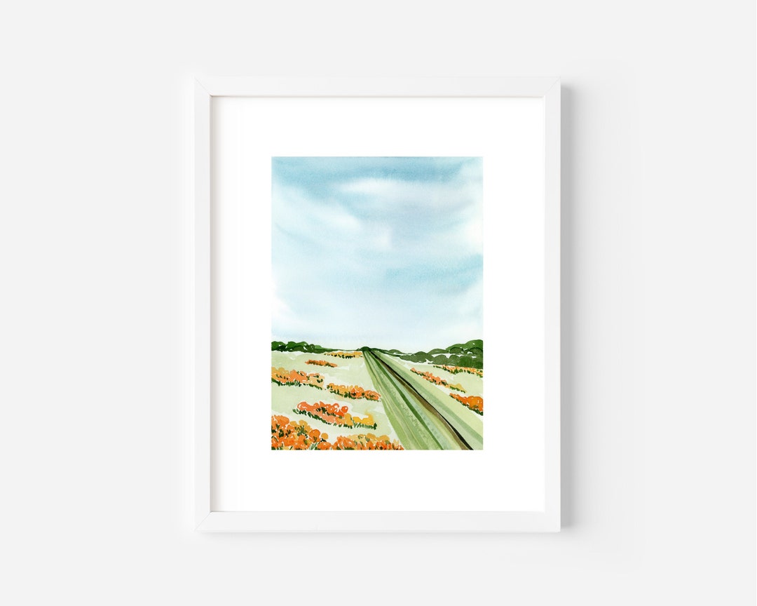 Watercolor Landscape Print, Modern Landscape Painting, Contemporary ...