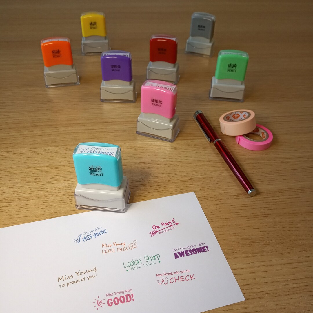 30x11mm Customized Stamp | Self-inking Stamp | Teacher Stamp | Name ...