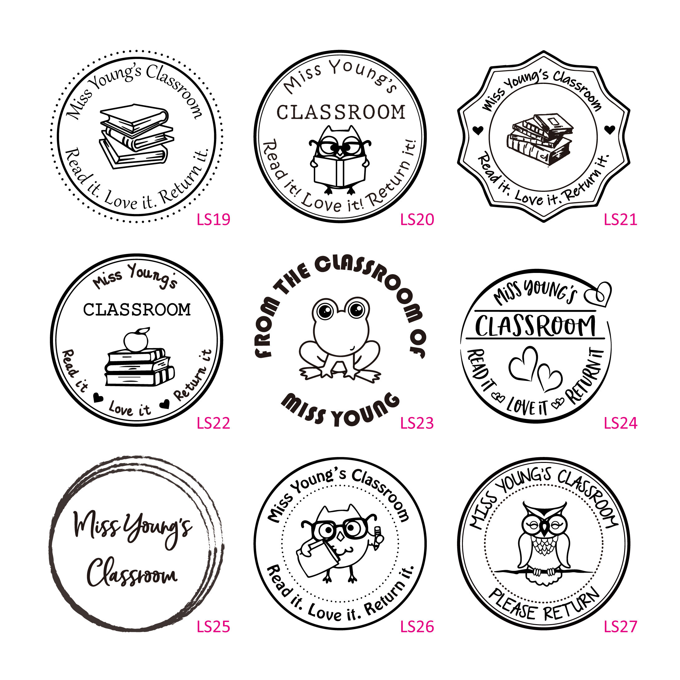 1.57 Personalized Stamp Teacher Stamp Library Stamp - Etsy