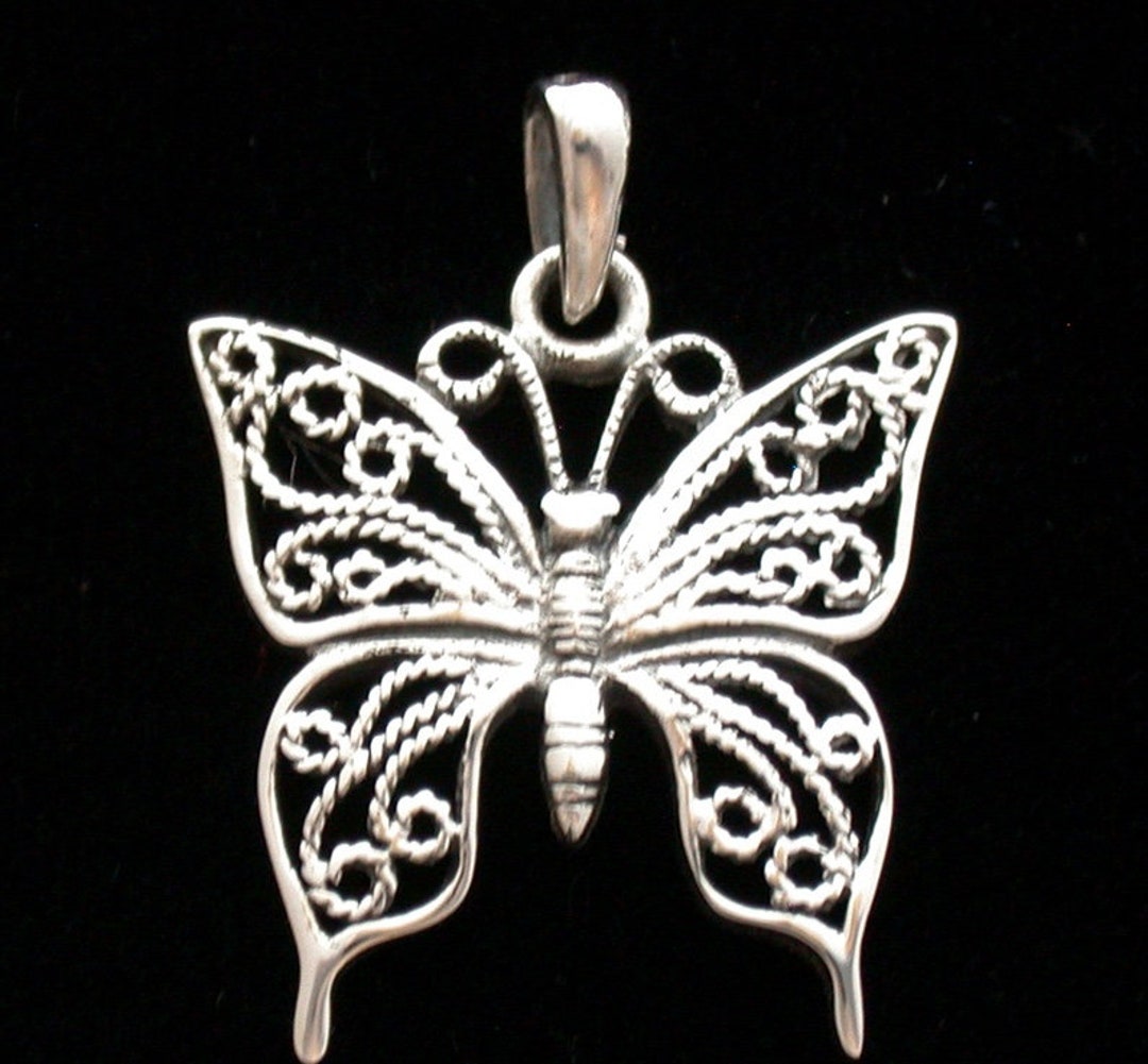 Sterling Silver Filigree Butterfly With Bail Pendant - Etsy