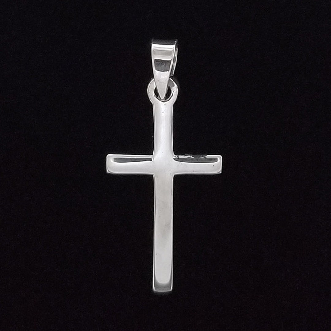 Sterling Silver Simple Cross Pendant With Box Chain in 16", 18", 20 ...