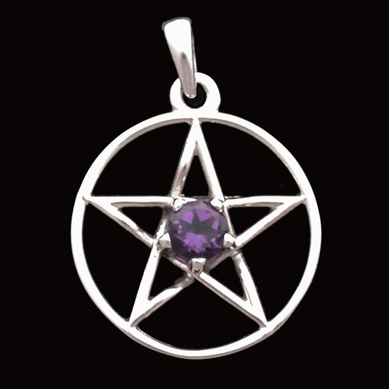 Sterling Silver Pentacle Pendant With Faceted Center Stone. - Etsy