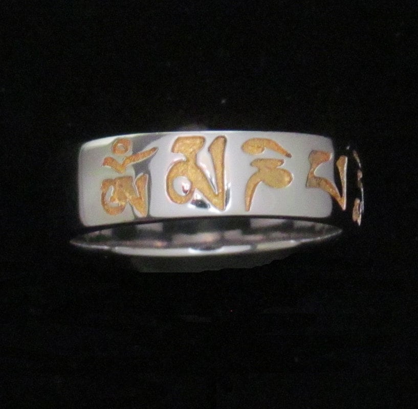 Sterling Silver Om Mani Padme Hum Ring With Gold Overlay - Etsy