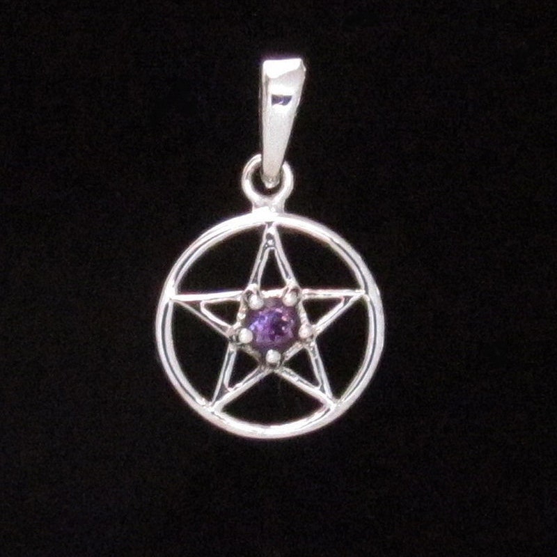 Silver Pentacle Necklace With Stone - Etsy
