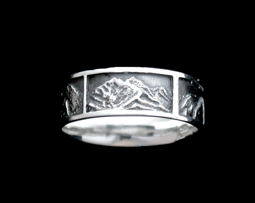 Sterling Silver Colorado Mountain Peaks Ring | Continuous Scenic Band ...