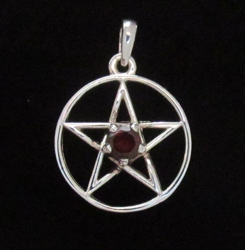 Sterling Silver Pentacle Pendant With Faceted Center Stone. - Etsy